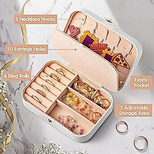 Belanttega MRS Travel Jewelry Box for Bride Travel Portable Jewelry Case Small Jewelry Organizer Travel Accessories for Women, Bridal Shower Gift Engagement Present, White