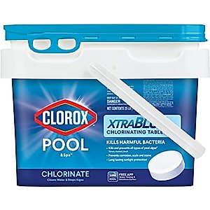 CLOROX Pool&Spa XtraBlue 3” Chlorinating Tablets, Kills Bacteria & Stops Algae, 25 LB