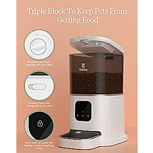Kaikoe Automatic Cat Feeder, WiFi Enabled 6L Auto Pet Dry Food Dispenser, Smarter App Control, Programmable Meal, Triple Food Preservation Clog-Free Design Pet Feeder for Small/Medium Pets