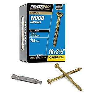 Power Pro Premium Exterior Wood Screws (#10 x 2-1/2") - 1lb Box