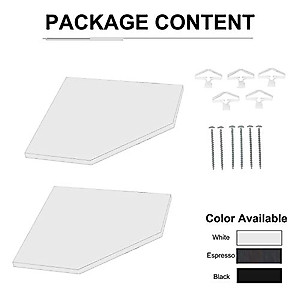 RANK Floating Corner Shelves Wall Mounted Display Organizer Storage Shelf Set of 2 for Bathroom, Bedroom, Living Room, Kitchen, Office and More (White)