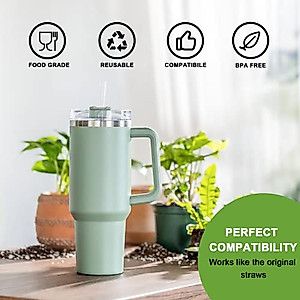 Silicone Spill Proof Stopper Set and Replacement Straws for Stanley H1.0 40oz 30oz Tumbler, Yoelike Reusable Clear Straws Leak Proof Straws Topper Accessories for Stanley Mug Cup