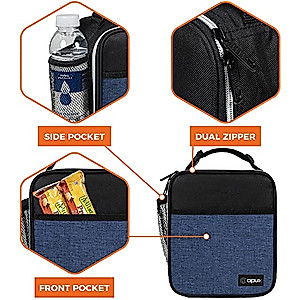 OPUX Premium Insulated Lunch Box | Soft Leakproof School Lunch Bag for Kids, Boys, Girls | Thermal Reusable Work Lunch Pail Cooler for Adult Men, Women, Office Fits 6 Cans (Heather Navy)