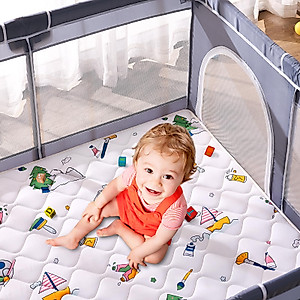 Vibe bear Baby Play Mat 79" X 71", Thicker Foam One-Piece Crawling Mat, Extra Large Anti- Slip Crawling Mat Activity Playmats for Babies,Toddlers, Infants, Play & Tummy Time