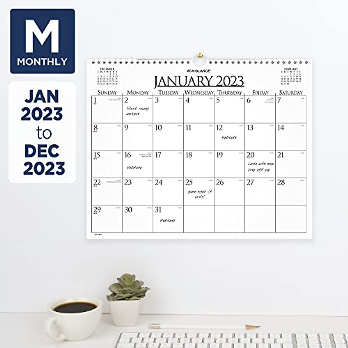 AT-A-GLANCE 2023 Wall Calendar, 14 ⅞ " x 11 ⅞ ", Medium, Spiral Bound, Monthly, Reversible, Business (997-1)