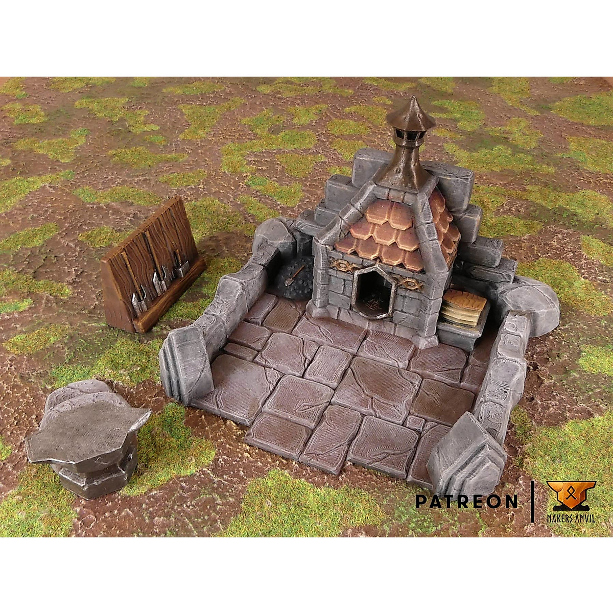 EnderToys Dwarf Settlement Forge by Makers Anvil, 3D Printed Tabletop RPG Scenery and Wargame Terrain for 28mm Miniatures