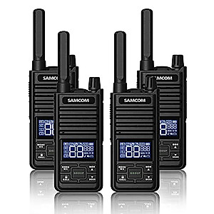 Samcom 2022 New Model T2 GMRS Walkie Talkies for Adults with USB Type-C Rechargeable Two Way Radio with VOX Clear Call Quality for Camping Hiking (4 Pack, Black)