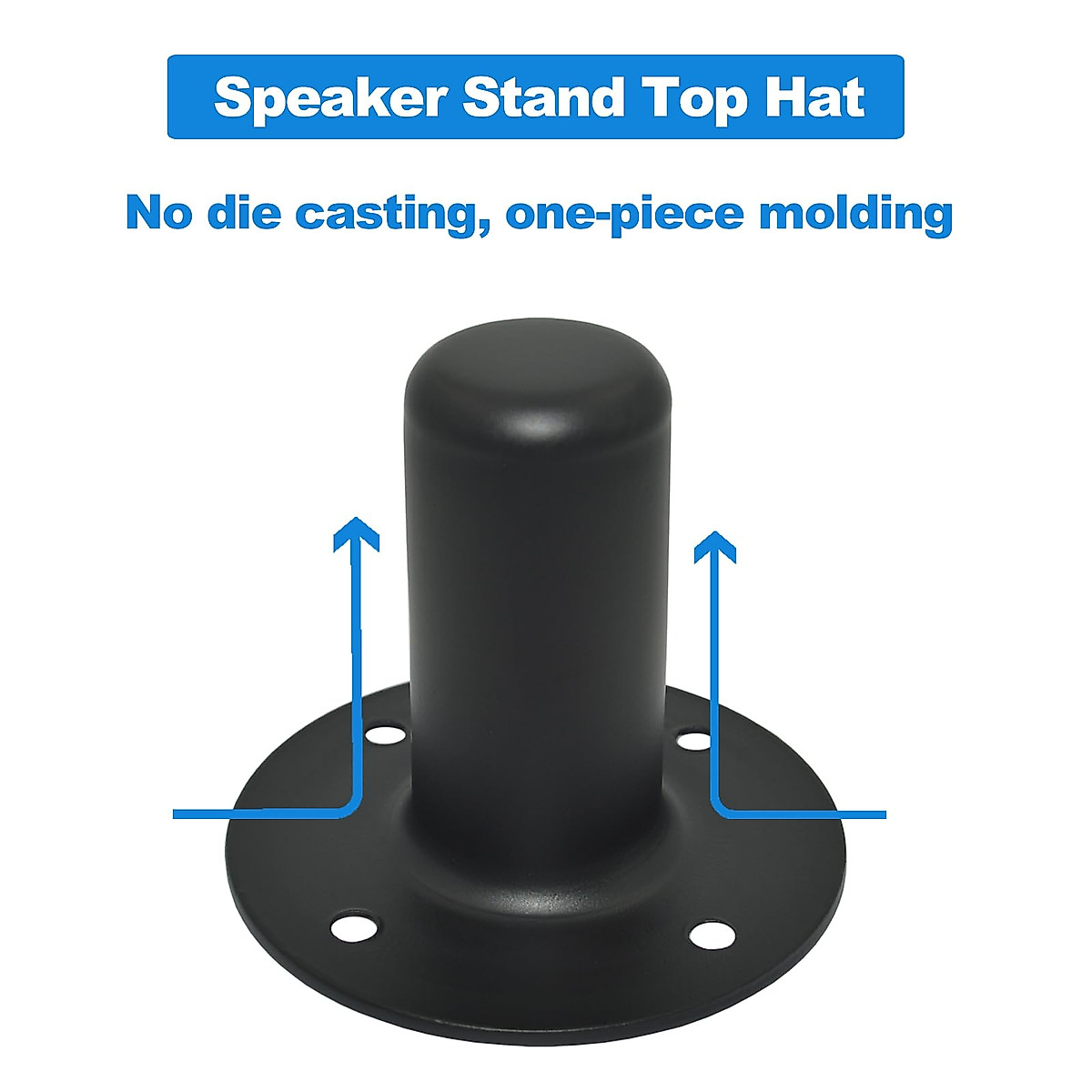 Howonder Speaker Stand Top Hat 4.13"x3.29" ，Metal Speaker Cabinet Pole Mount， PA/DJ Tripod Speaker Stand Mounts Adapters 105X85mm (2 Packs Black)