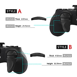 PlayVital 2 Pair Shoulder Buttons Extension Triggers for PS4 All Model Controller, Game Improvement Adjusters for PS4 Controller, Bumper Trigger Extenders for PS4 Slim Pro Controller - Black