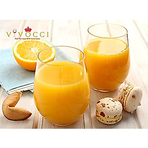 Vivocci Unbreakable Elegant Plastic Stemless Wine Glasses 20 oz | 100% Tritan Heavy Base | Shatterproof Glassware | Ideal For Cocktails & Scotch | Perfect For Homes & Bars | Dishwasher-Proof, Set of 4