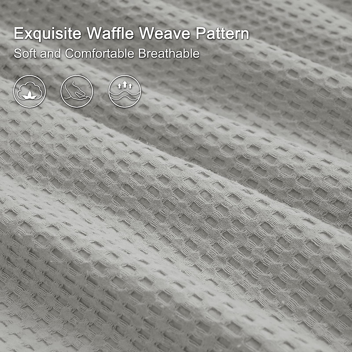 PHF Waffle Duvet Cover King Size, Ultra Soft Cotton Blend Comforter Cover Set, Comfy Breathable and Decorative Duver Cover Set with Pillow Shams Bedding Collection, 104"x90", Grey