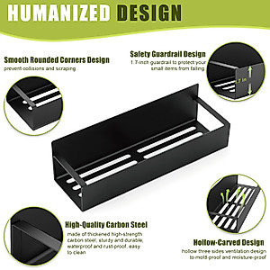 Hoenart Magnetic Spice Rack for Refrigerator, Moveable Magnetic Spice Organizer, 2 Pack Metal Strong Magnetic Shelf for Fridge and Microwave Oven, Space Saving for Kitchen (Black)