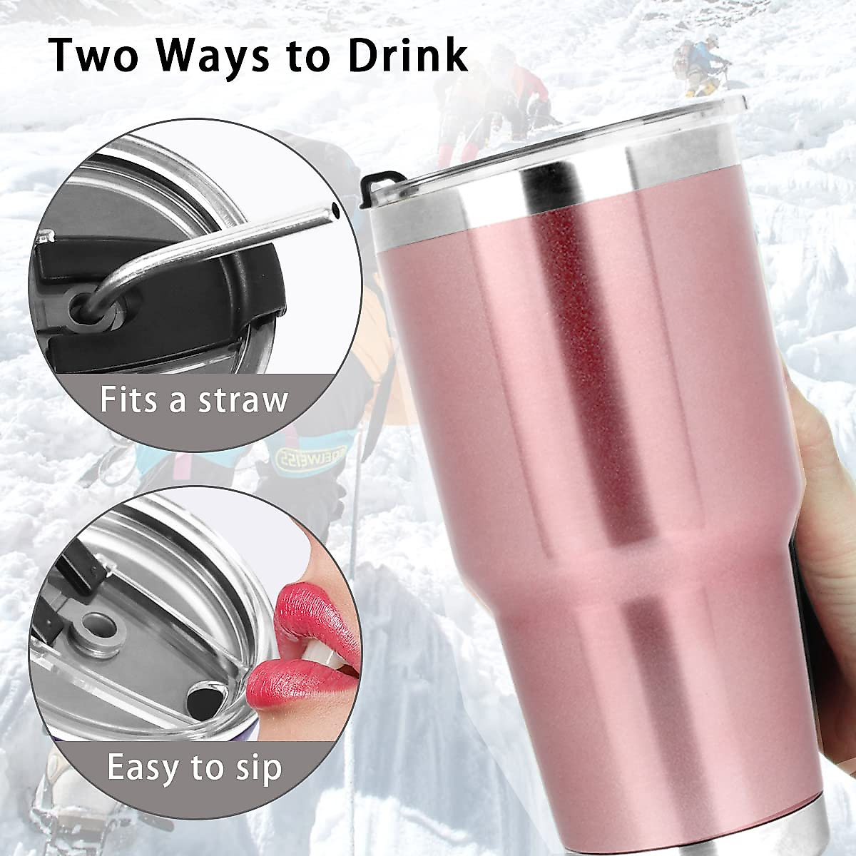 SYACOT 30oz Tumbler Double Wall Stainless Steel Vacuum Insulated Travel Mug with Splash-Proof Lid Metal Straw and Brush