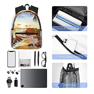 FURLOU Tropical Beach at Sunset Backpack Laptop Men Business Work Casual Daypack Women Lightweight Travel Bag