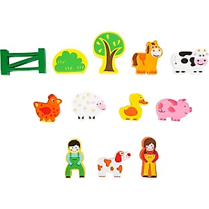 Small Foot Wooden Toys Farm Themed playworld in a Carrying case Designed for Children 3+, Multi (11111)