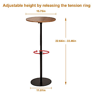 ERFEI Bar Table 15.75inch Small Round Top Adjustable Height 22.64-33.46in Multifunctional Side Table for Pub Bar Dining Bistro Cafe