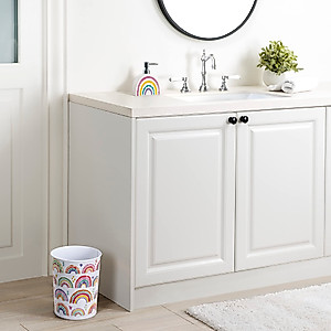 Allure Home Creation Rainbow Hearts Metal Wastebasket-Compact Size 7.70" x 7.70" x 9.40"-1.50 Gallons