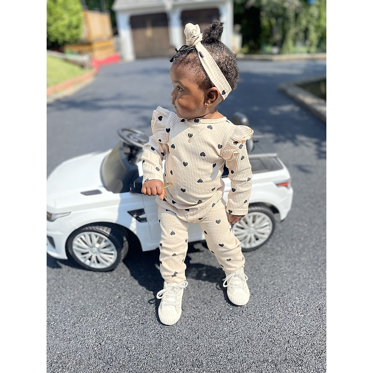 Fullfamous Infant Baby Girl Clothes Outfits,Fall Winter Romper Christmas Clothing Set 3-6 months Ecru Heart