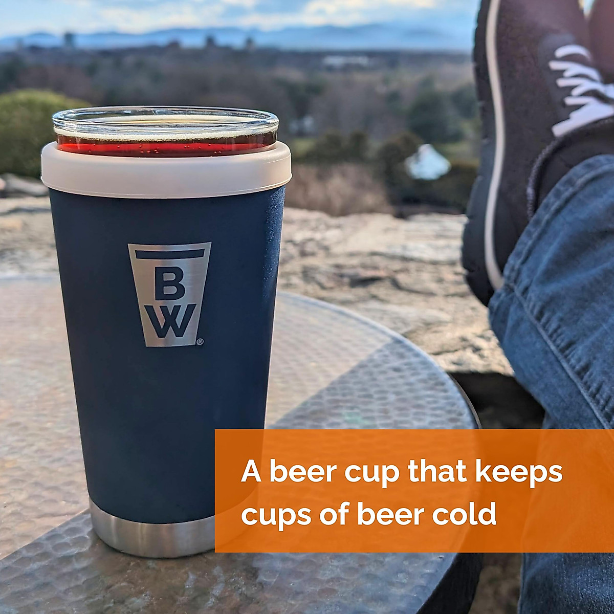 6PINT 20 oz. Imperial Pint Tumbler | Pint Glass Cooler | Cooler for 12 oz. to 24 oz. Plastic Cups | Premium Vacuum-Insulated Stainless Steel (Navy Blue)