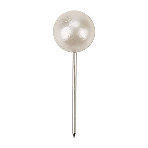 Oumefar 200PCS Pearl Push Pins, Decorative Thumb Tacks Round Short Pearl Head Pins Drawing Ball Map Pins Tack Push Sewing Box for Straight Pins for Crafting DIY Wedding (Pearl Pins for Flower White)