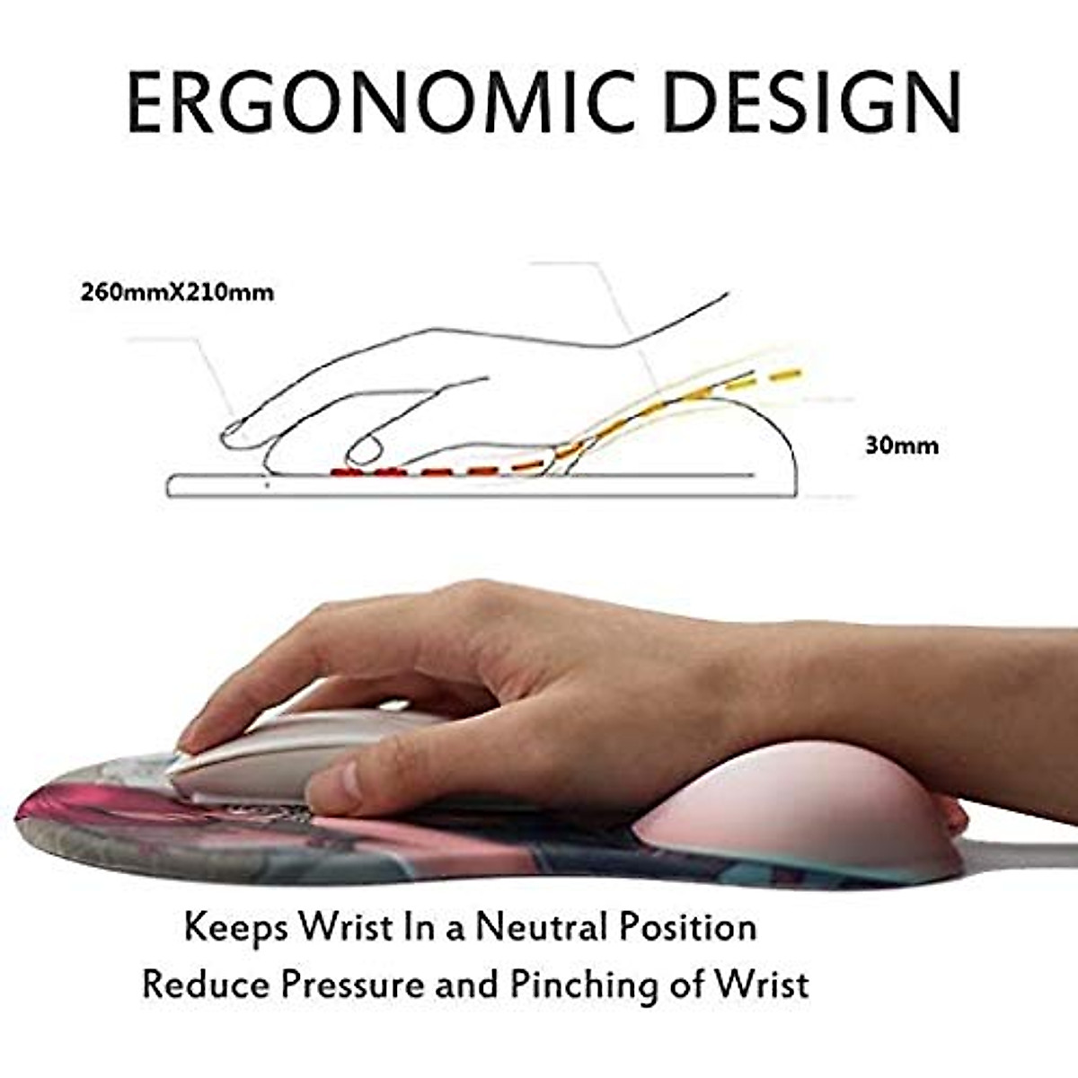 fonyell My Hero Academia 3D Anime Mouse Pad with Wrist Support Cartoon Silica Gel Wrist Rest Cushion Pain Relief for Gaming Office (Bakugou Katsuki)