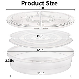Lawei 2 Pack 12 Inch Food Storage Container with Lid and Handle, 2 Compartments Plastic Pie Carrier Pizza Slice Storage Containers, Reusable Round Pie Keeper Holder for Cake Cheesecake Tortilla