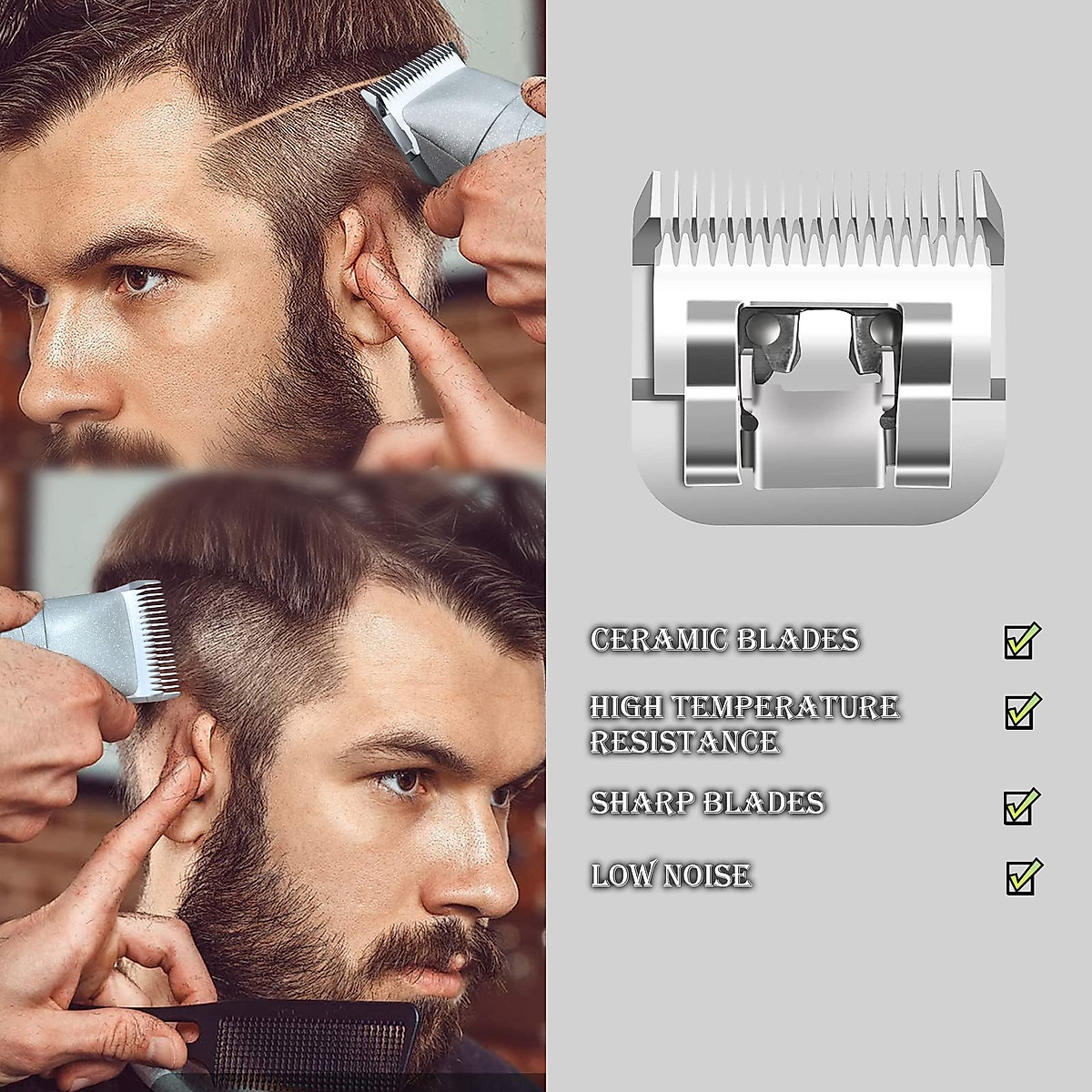 3 Packs Professional Detachable Replacement Ceramic Blades Set,Cut Length 5/32-Inch to 3/8-Inch,compatible with Andis/oster Classic 76/Star-Teq/Power-Teq/A5 Clipper