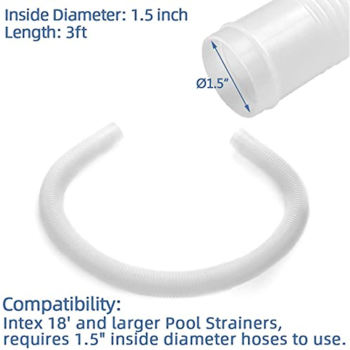 1.5" X 3ft Pool Skimmer Hose Replacement for Intex Above Ground Pool Skimmer Pump Transfer Hose Part # 10531 25016