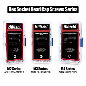 Hilitchi 420pcs M2 M3 Stainless Steel Hex Socket Head Cap Screws Nuts Assortment Kit with Box (304 Stainless Steel)