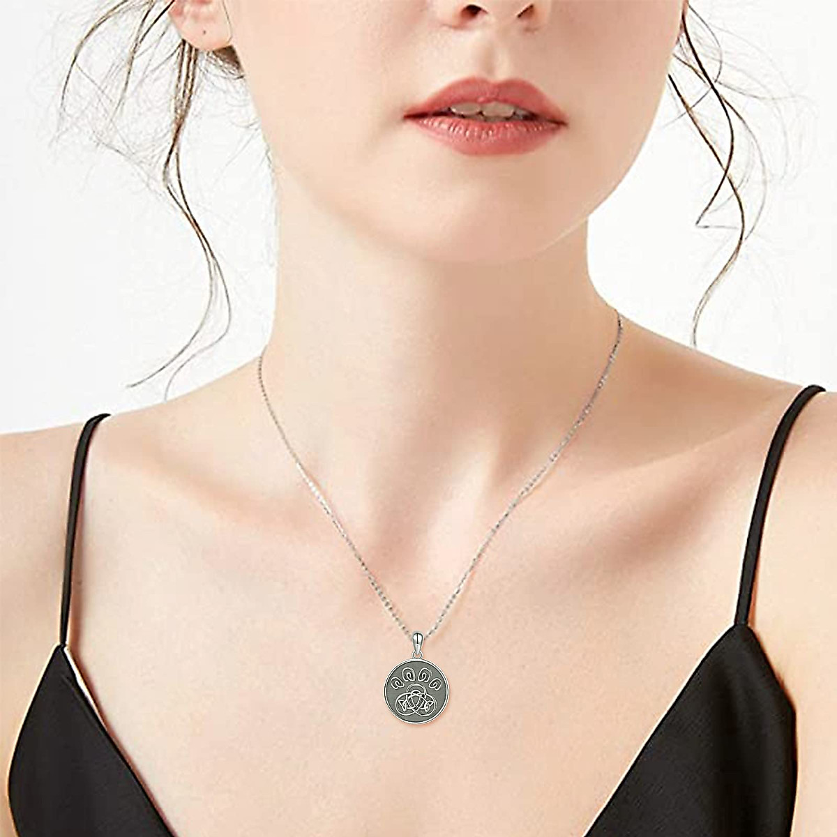 925-Sterling-Silver Cute-Animal Cow Necklace for Women - White Gold Plated Cute Cow Pendant Necklaces with Enamel for Cow Print Jewelry Christmas Gifts for (Dancing Cow) (cow) (cow) (Celtic-Knot Dog)