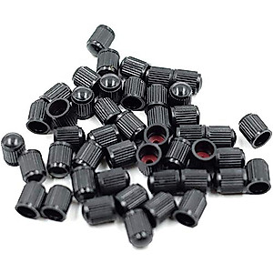 CKAuto 50 Pack Tire Valve Caps, Plastic Valve Stem Caps with O Rubber Seal, Universal Stem Covers for Cars, SUVs, Bike and Bicycle, Trucks, Motorcycles, Airtight Seal Dust Proof, Black 5 Dollar Item