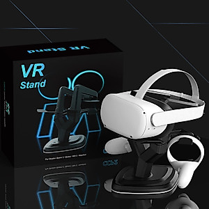 AMVR VR Stand Accessories Compatible with Meta Quest 2,Quest,Rift or Rift S VR Headset and Touch Controllers,with More Stable and Heavy Base (Black)