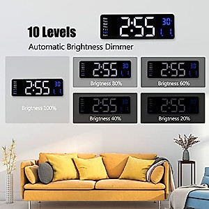 Ashionee Wall Clock, Digital Wall Clock, 16.2 in Large Digital Wall Clock, LED Digital Wall Clock with Remote Control for Living Room Decor