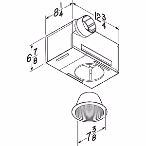 Broan-NuTone 744 Recessed Light Ventilation Fan, 70 CFM, 1.5 Sones, White