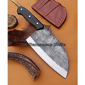 Custom Handmade Cleaver I Serbian Chef knife I Chopper I Outdoor Cooking Knife with Horizontal Carry Sheath G10 Handle 13 inches 2185