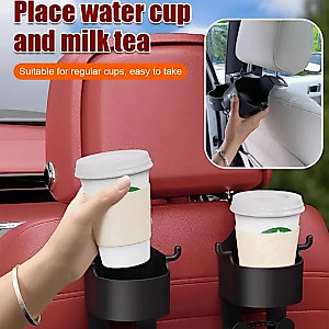 Bcctvt Multifunctional Hook for Car Seat Back, Multifunction Car Phone Holder with Hook Car Back Hanging Mount Cup Storage (2 Pcs)