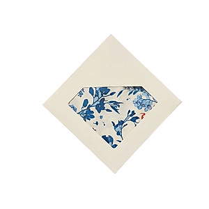 Handkerchief, men's pocket, silk square scarf, blue flower and bird pattern, oriental art
