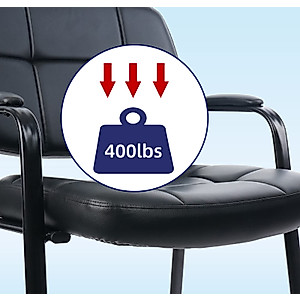 CLATINA Big & Tall Office Guest Chair 400lbs with Bonded Leather Padded Armrest Backrest Wide Seat Reception Guest Chair for Conference Waiting Room Office Set of 2