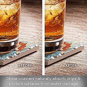 Thirstystone Mermaid Island Multi-Image Absorbent Stone Tumbled Tile Coaster 4 Pack with Protective Cork Backing Manufactured in The USA