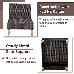 HUMMUH 8 Pieces Patio Furniture,Outdoor Modular Sectional Couch Swivel Rocking Chairs with Ottomans,All Weather PE Wicker Patio Conversation Sets for Garden Porch Backyard