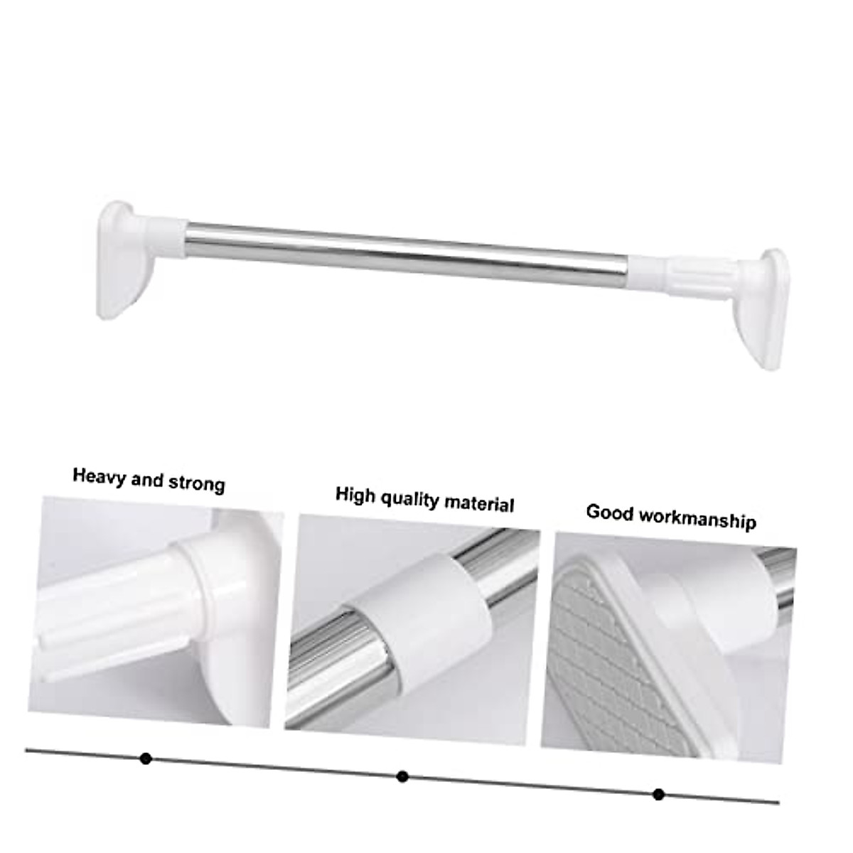 LIFKOME 3 Pcs Stainless Steel Roman Rod Rv Shower Curtain Shower Rod Holder Brown Curtain Rod Clothes Drying Rod Clothes Rod White Tension Curtain Rod Punch-free Curtain Rod Towel Rail Rv