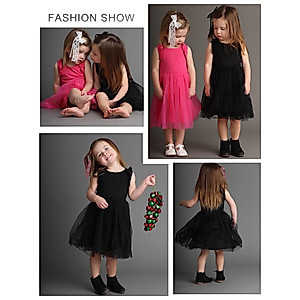 Arshiner Girls' Tulle Sundress Summer Flower Princess Wedding Dress for Toddler Girl (Black, 2T)