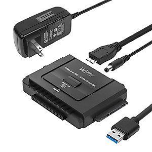 WEme USB 3.0 to SATA/IDE Adapter with Universal 2.5/3.5 Hard Drive Disk Converter for HDD/SSD & IDE HDD Support 6TB and One-Touch Backup Include 12V 2A Power Adapter + USB 3.0 Cable for Laptop