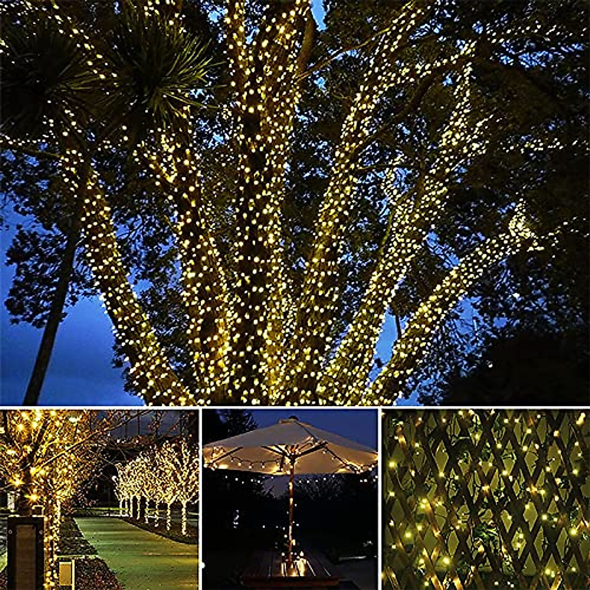 SUMSAYEI Solar String Lights multisize LED 8 Modes Solar Powered Outdoor Lighting Waterproof Christmas Fairy Lights for Xmas Tree Garden Homes Ambiance Wedding Lawn Party Decor