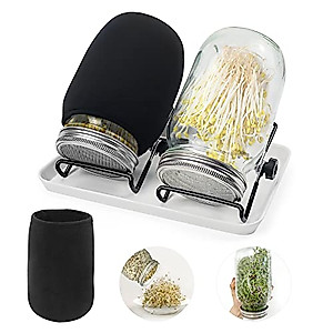 VUAOHIY Sprouting Kit, 2 Wide Mouth Mason Jars, Sprouts Growing Kit Growing Jar with Mesh Screen Lids for Growing Broccoli, Mung Bean, Alfalfa