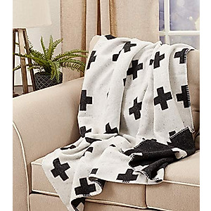 SARO LIFESTYLE Reversible Plus Sign Throw Blanket 50" x 60"