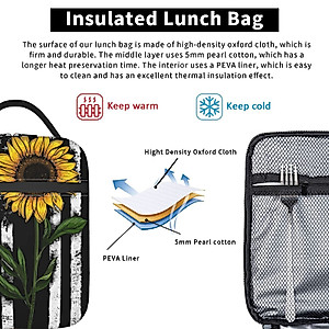 Poltbaie Sunflower And American Flag Insulated Lunch Bag