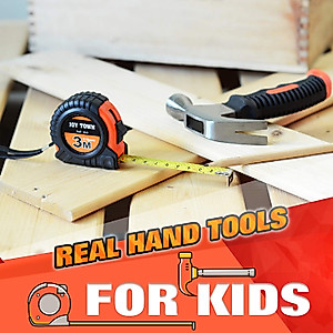 JoyTown Kids Real Tool Set - Junior Steel Forged Tool Kit for Children with Real Hand Tools, Kids Tool Belt, Portable Tool Bag, Perfect Learning Tools for Home DIY (Orange & Black)