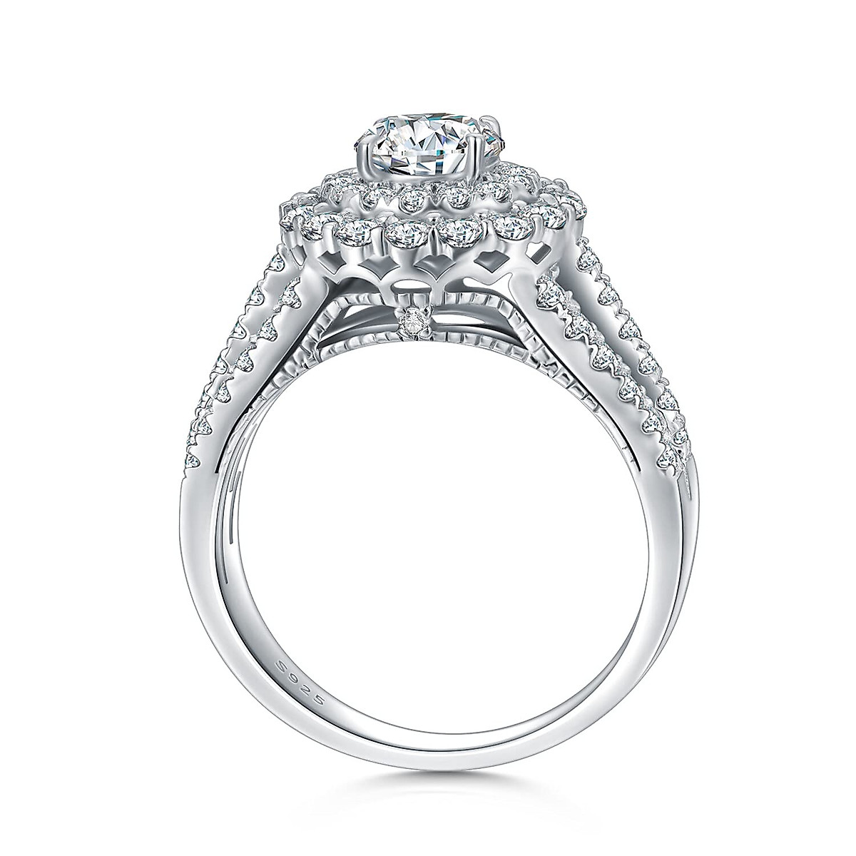 Molioaki 1.5 Carat (ctw) D-VVS1 moissanite engagement rings for women Platinum Plated Silver moissanite rings-Y-5.5