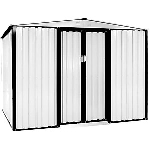 SOLAURA 8'x6' Outdoor Vented Storage Shed Garden Backyard Tool Steel Cabin (White)